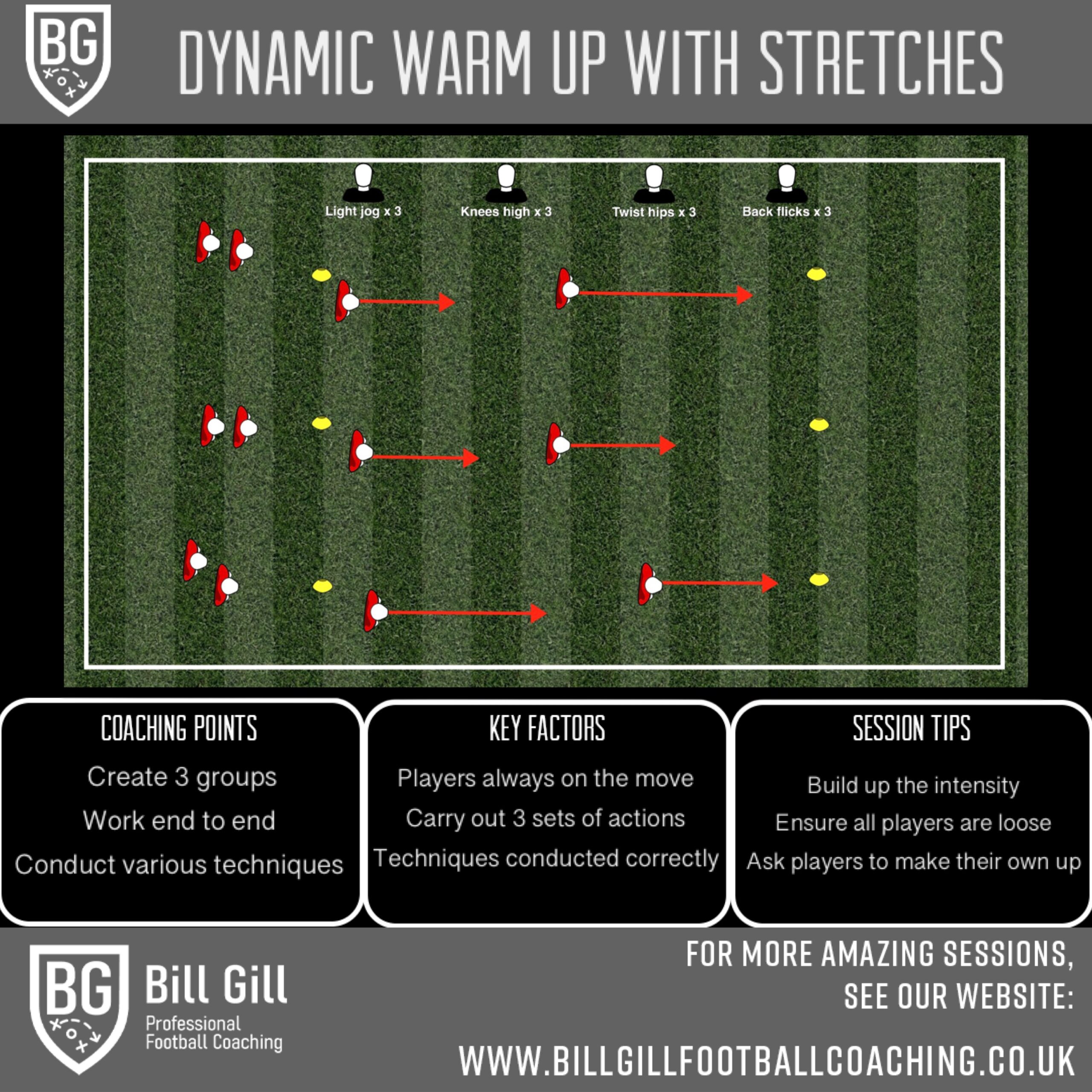 Dynamic Warm up with stretches 24.06.24 - Bill Gill Football Coaching